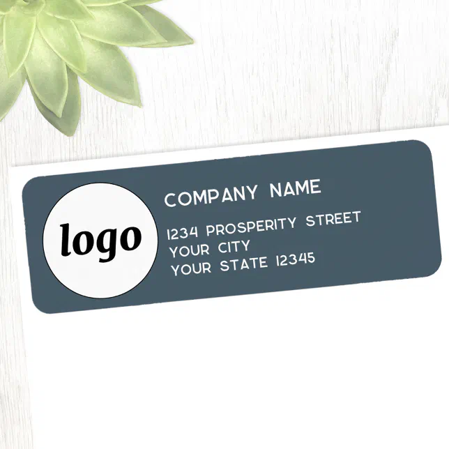 Simple Logo Company Return Address Charcoal Gray Label | Zazzle