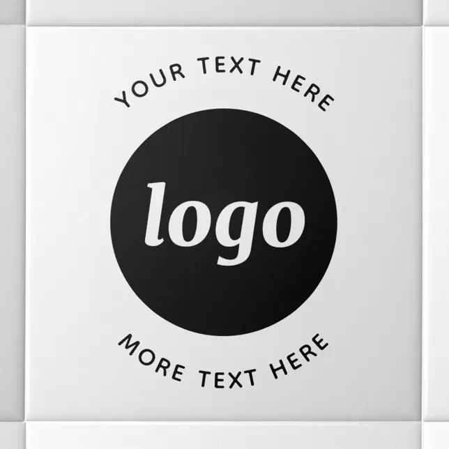 Simple Logo Custom Text Business Ceramic Tile | Zazzle