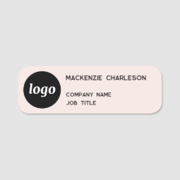 Simple Logo Minimalist Blush Pink Name Tag | Zazzle