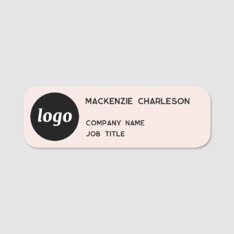 Simple Logo Minimalist Blush Pink Name Tag | Zazzle