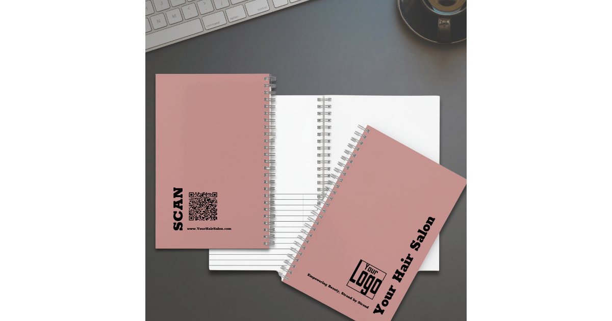 Simple Logo Motto Pink Black Hair Salon Notebook | Zazzle