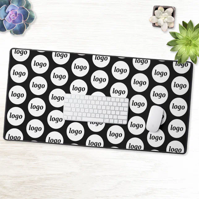 Simple Logo Pattern Business Branding Promotional Desk Mat | Zazzle