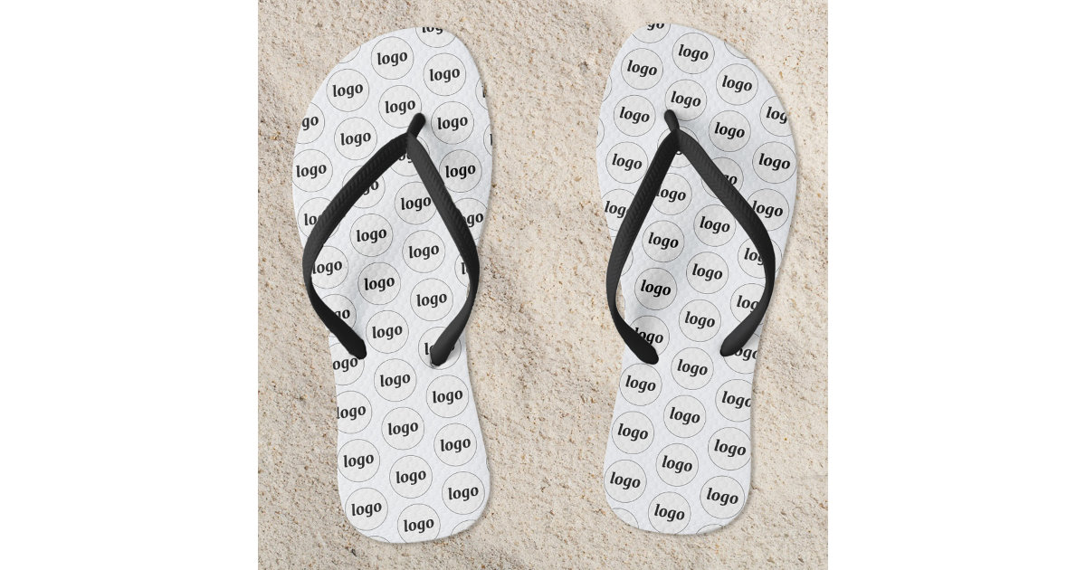 Simple Logo Pattern Business Promotional Flip Flops | Zazzle