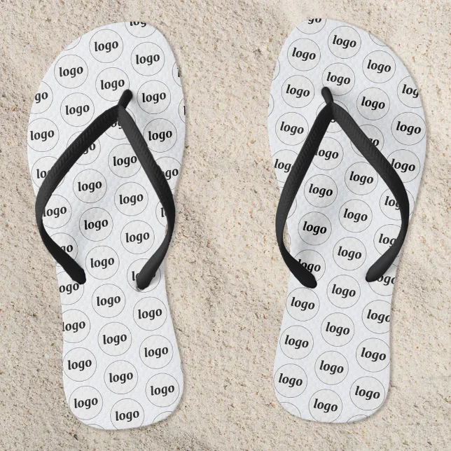 Simple Logo Pattern Business Promotional Flip Flops | Zazzle