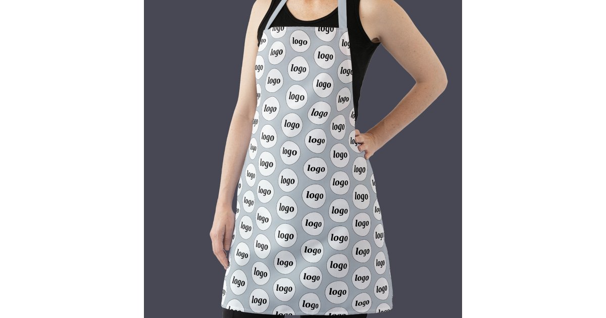 Simple Logo Pattern Promotional Light Blue Apron | Zazzle