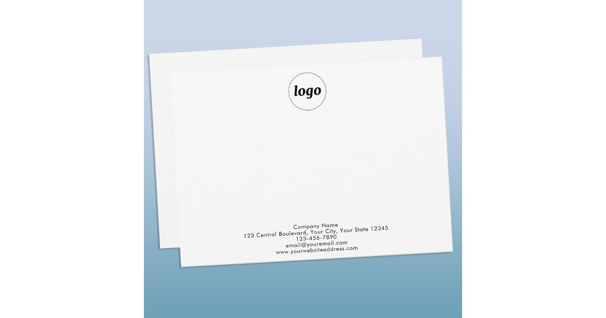 Simple Logo Professional Note Card | Zazzle