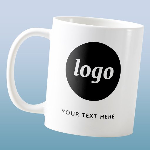 Simple Logo QR Code and Text Business Promotional Coffee Mug | Zazzle