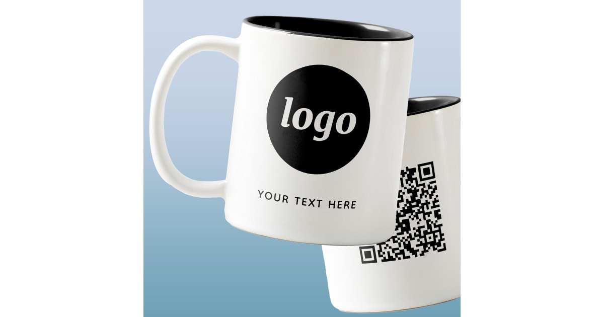 Simple Logo QR Code and Text Business Promotional Two-Tone Coffee Mug ...