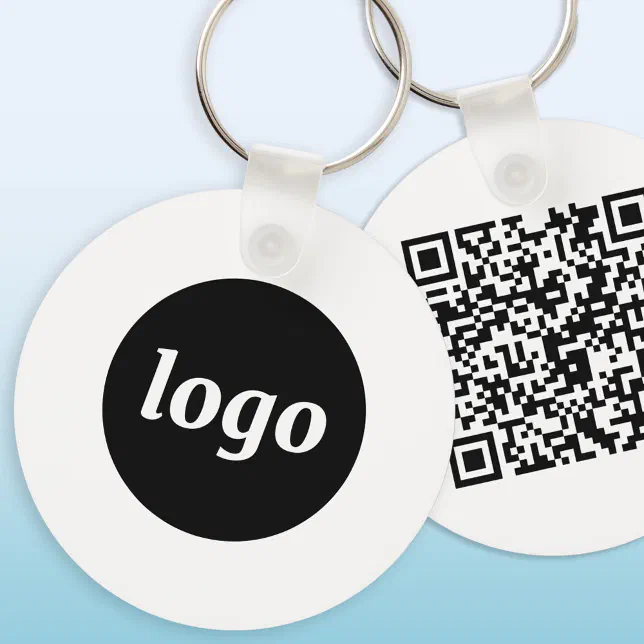 Simple Logo QR Code Business Promotional Keychain | Zazzle