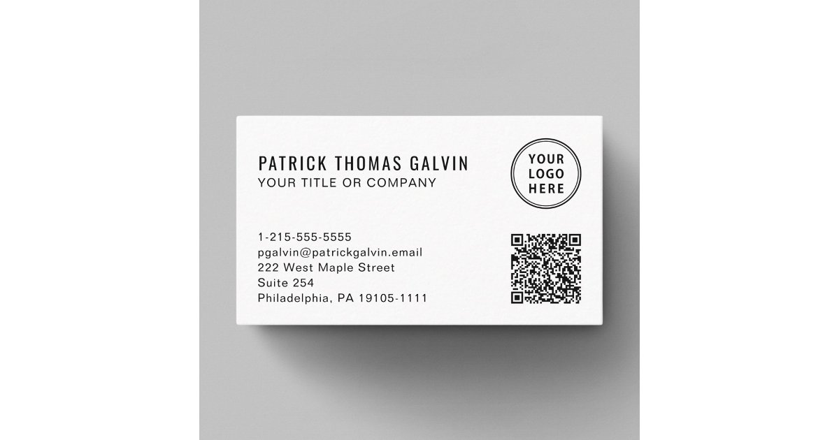 Simple Logo QR Code Professional Business Card | Zazzle