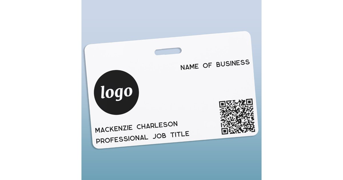 Simple Logo QR Code Professional Business Name Badge | Zazzle