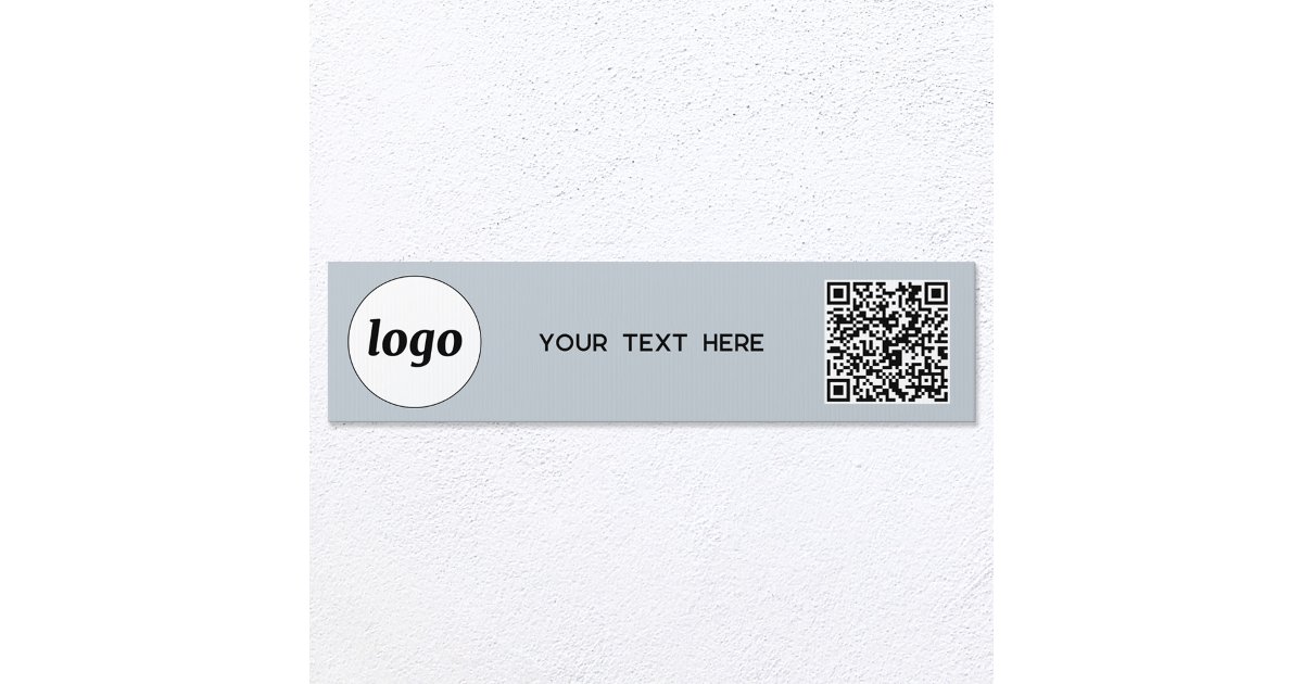 Simple Logo QR Code Text Promotional Blue Business Sign | Zazzle