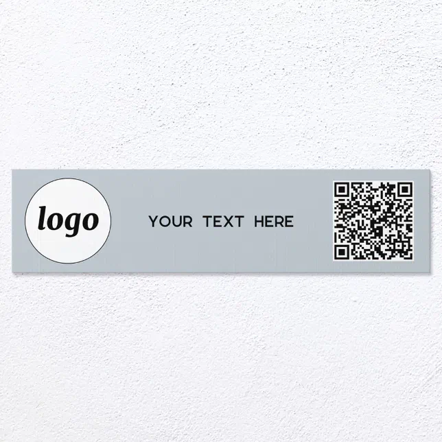 Simple Logo QR Code Text Promotional Blue Business Sign | Zazzle