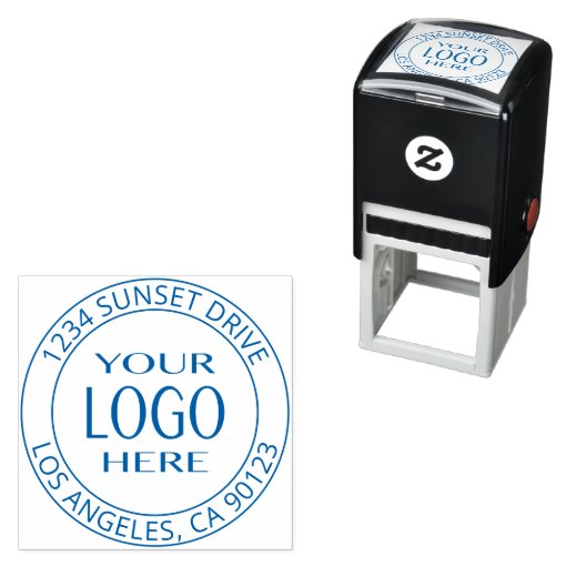 Simple Logo Replacement & Customizable Text Self-inking Stamp | Zazzle