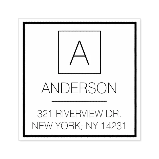 Simple Logo Simple Monogram Name Return Address Rubber Stamp | Zazzle