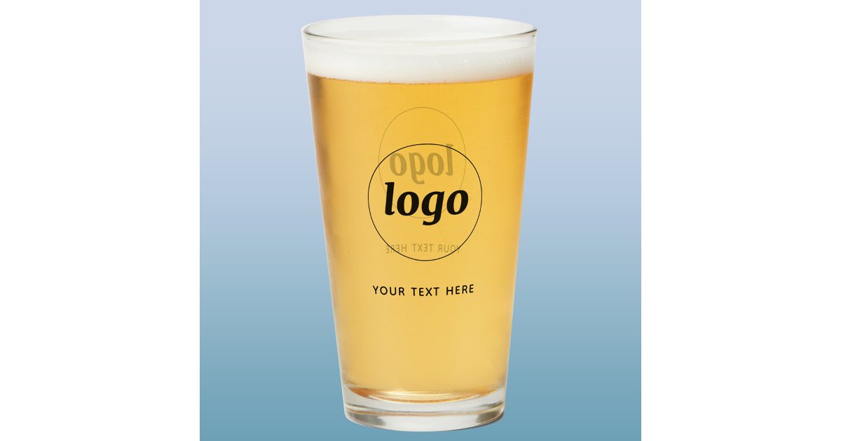 Simple Logo Text Business Promotional Beer Glass | Zazzle
