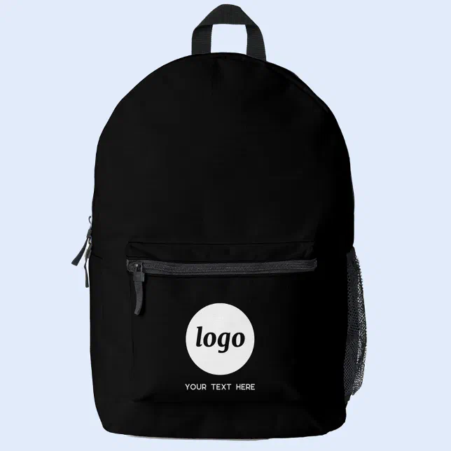 Simple Logo Text Promotional Business Black Printed Backpack | Zazzle