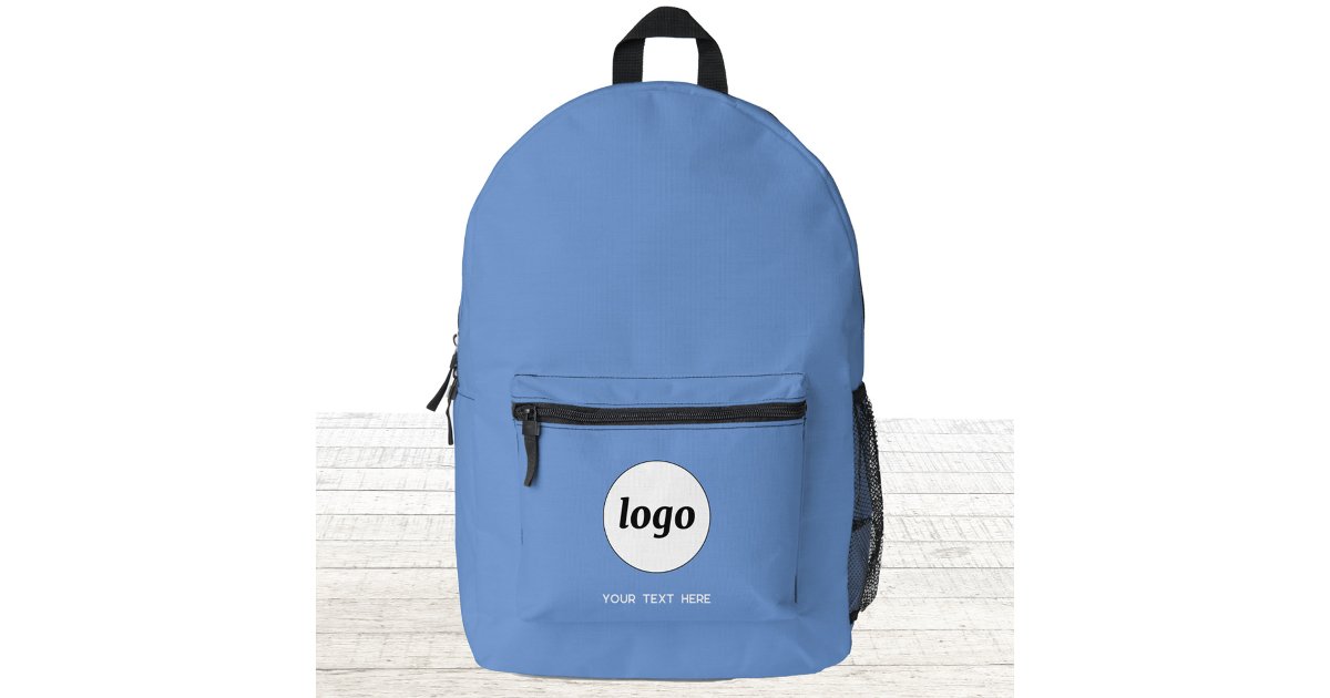 Simple Logo Text Promotional Business Blue Printed Backpack | Zazzle