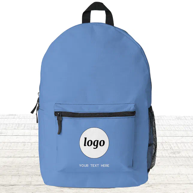 Simple Logo Text Promotional Business Blue Printed Backpack | Zazzle