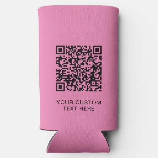 Simple Logo Text QR Code Pink Seltzer Can Cooler | Zazzle