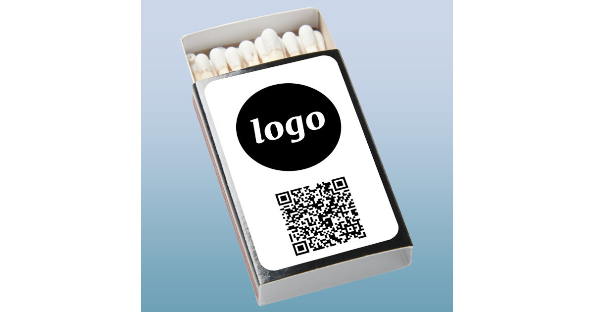 Simple Logo With QR Code Promotional Business Matchboxes | Zazzle