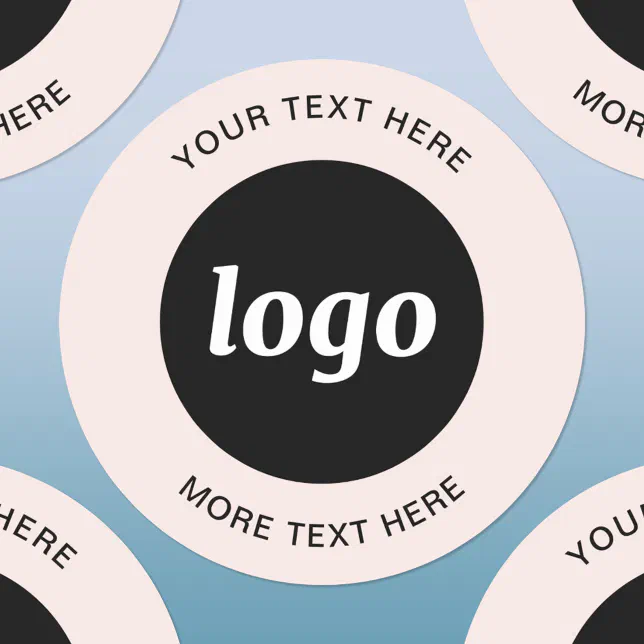 Simple Logo With Text Blush Pink Business Classic Round Sticker | Zazzle