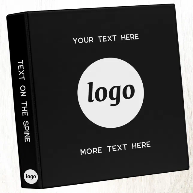 Simple Logo With Text Business Black 3 Ring Binder | Zazzle