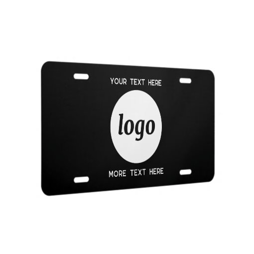 Simple Logo With Text Business Black License Plate | Zazzle
