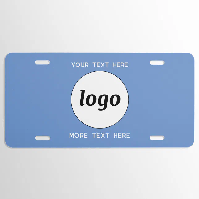Simple Logo With Text Business Blue License Plate | Zazzle