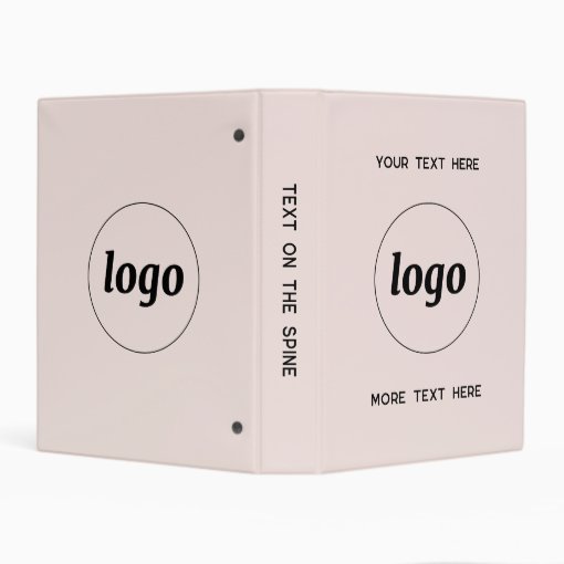 Simple Logo With Text Business Blush Pink Mini Binder | Zazzle