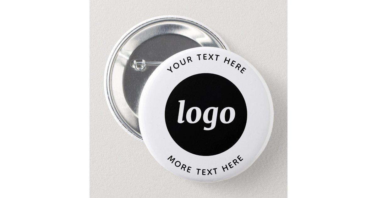 Simple Logo With Text Business Button | Zazzle