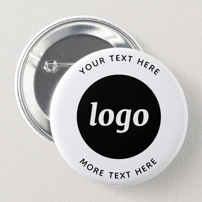 Simple Logo With Text Business Button | Zazzle