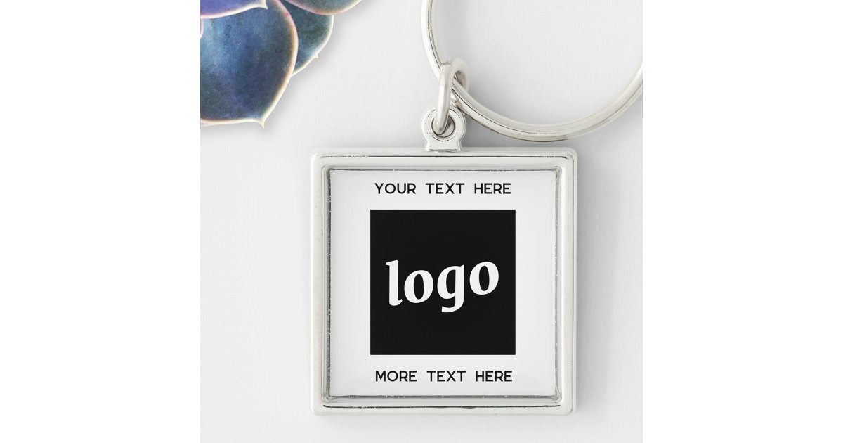 Simple Logo With Text Business Keychain | Zazzle