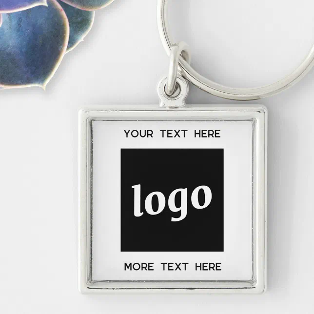 Simple Logo With Text Business Keychain | Zazzle