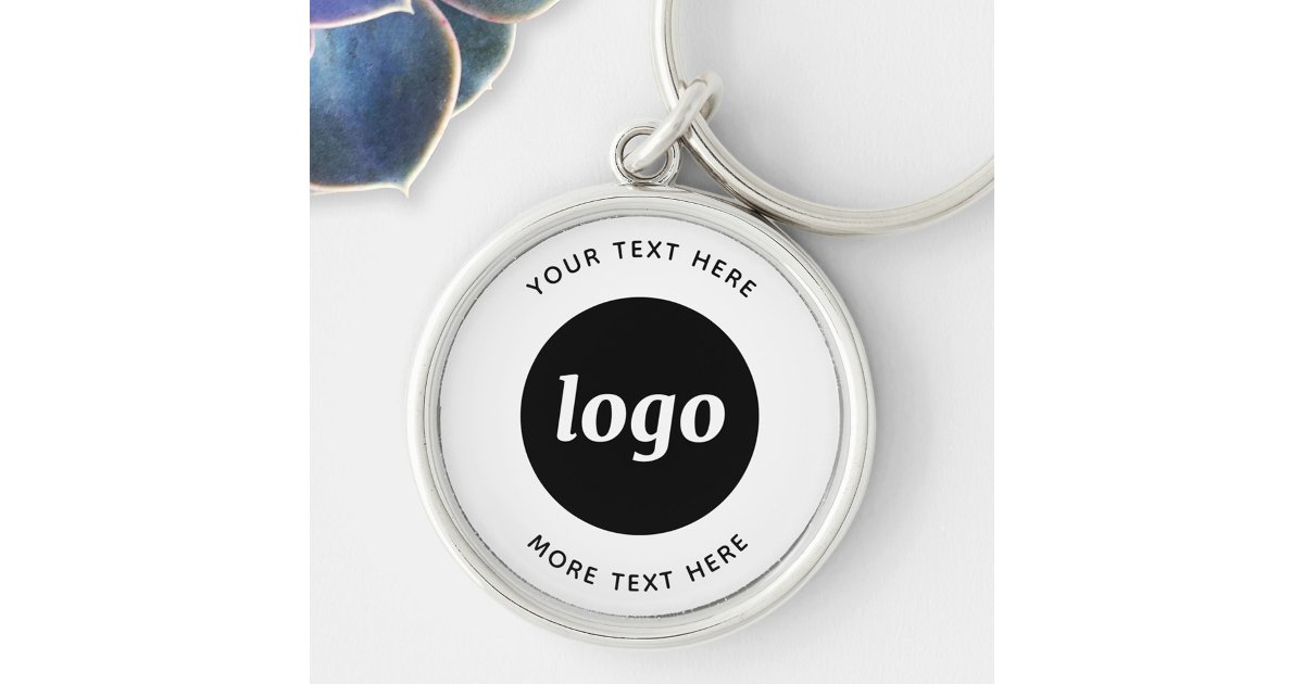 Simple Logo With Text Business Keychain | Zazzle