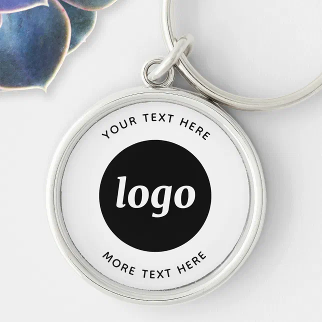 Simple Logo With Text Business Keychain | Zazzle