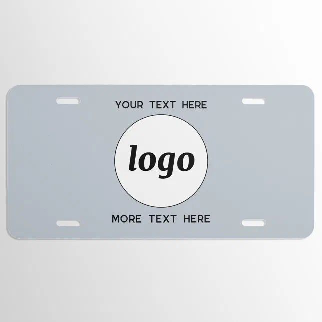 Simple Logo With Text Business Light Blue License Plate | Zazzle