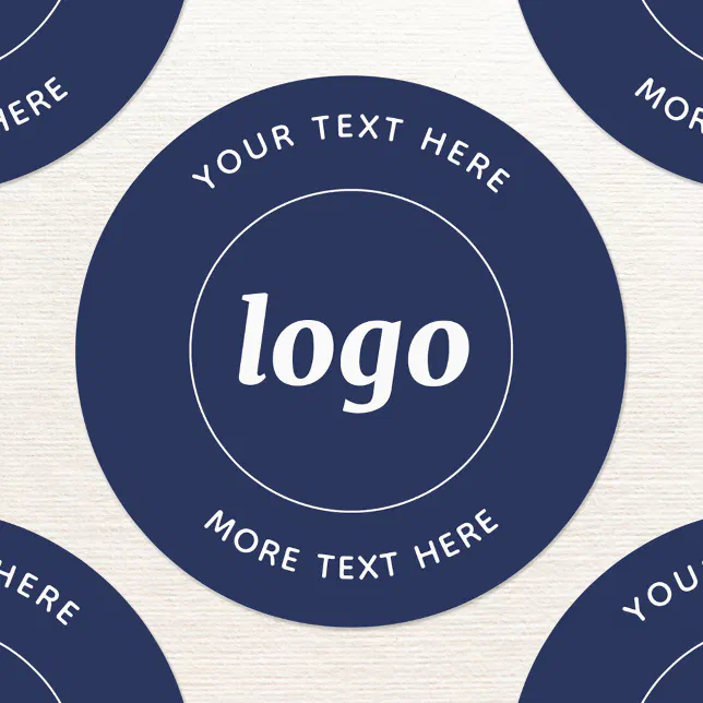 Simple Logo With Text Business Navy Blue Labels | Zazzle