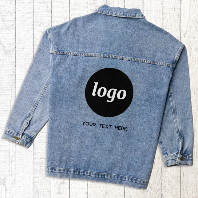 Simple Logo with Text Business Promotional Denim Jacket | Zazzle
