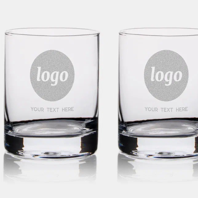 Simple Logo with Text Business Promotional Rocks Glass | Zazzle