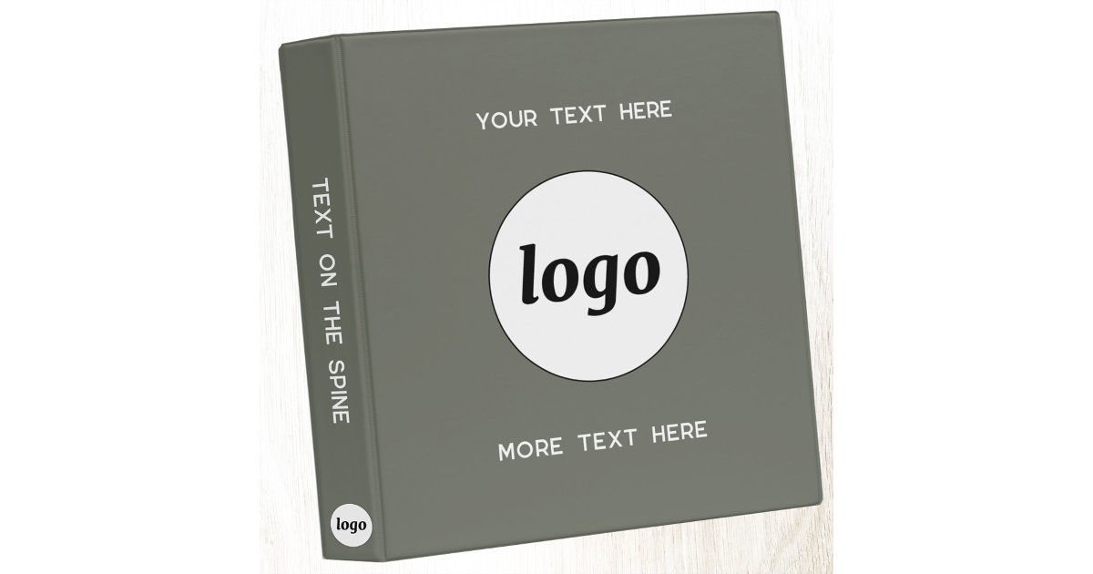 Simple Logo With Text Business Sage Green 3 Ring Binder | Zazzle