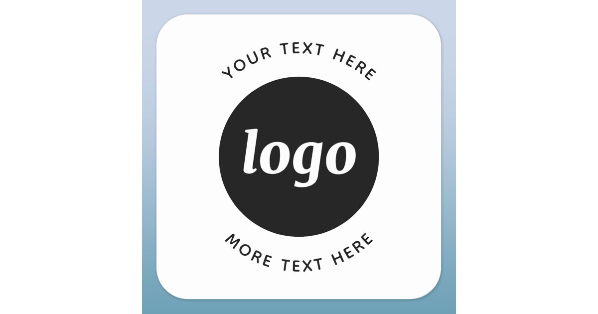 Simple Logo With Text Business Square Sticker | Zazzle
