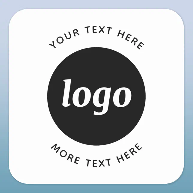 Simple Logo With Text Business Square Sticker | Zazzle
