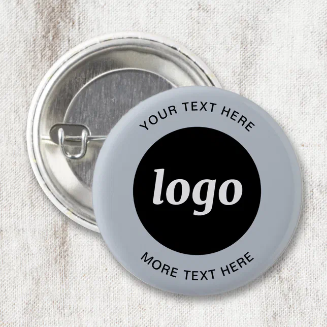Simple Logo With Text Powder Blue Business Button | Zazzle