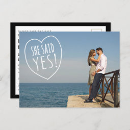 Simple Love She Said Yes Save the Date Postcard | Zazzle