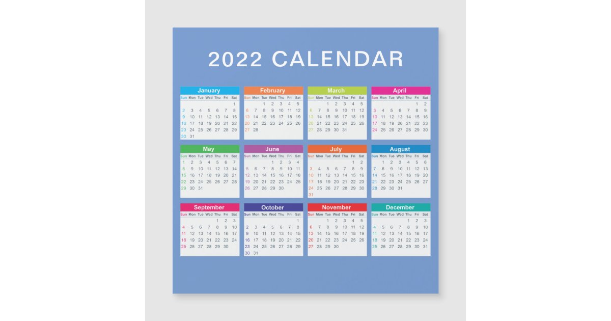 Simple Lovely Colorful 2022 Calendar | | Zazzle