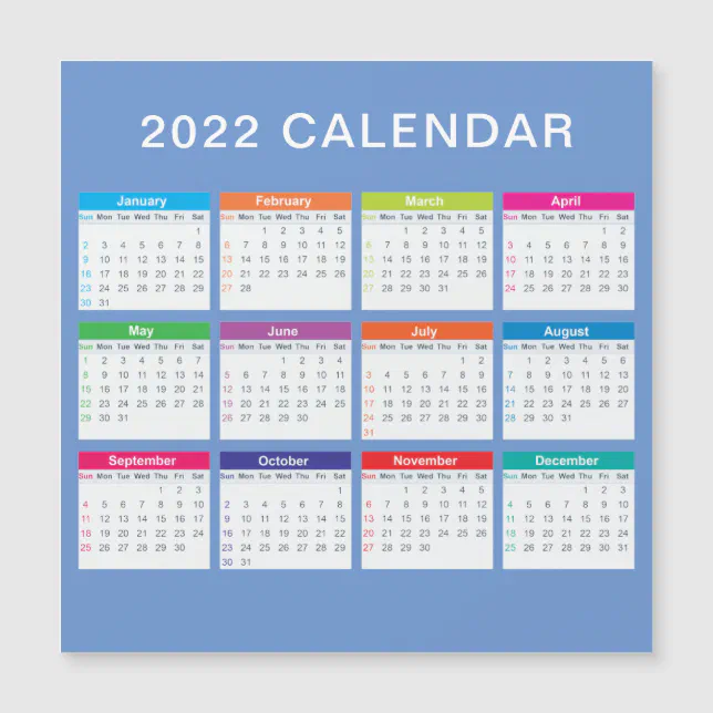 Simple Lovely Colorful 2022 Calendar | | Zazzle