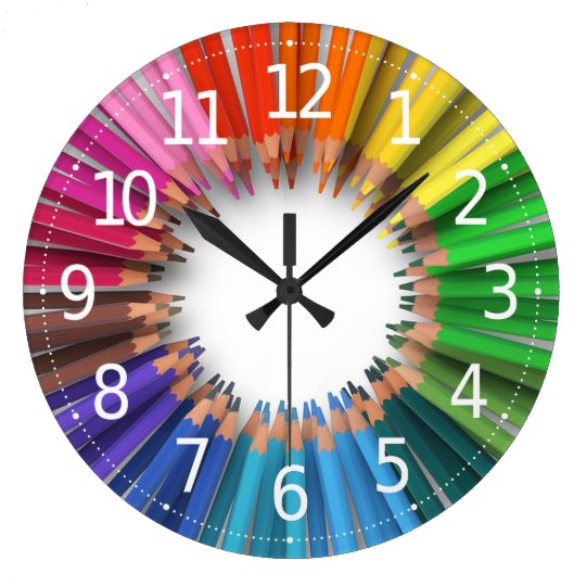 Simple Lovely Colorful Pencils | Wall Clock | Zazzle.com