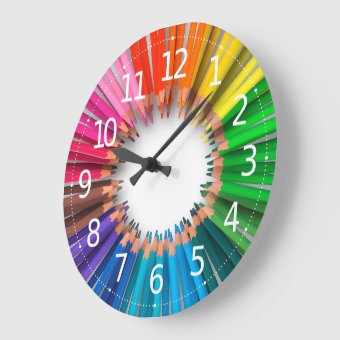 Simple Lovely Colorful Pencils | Wall Clock | Zazzle