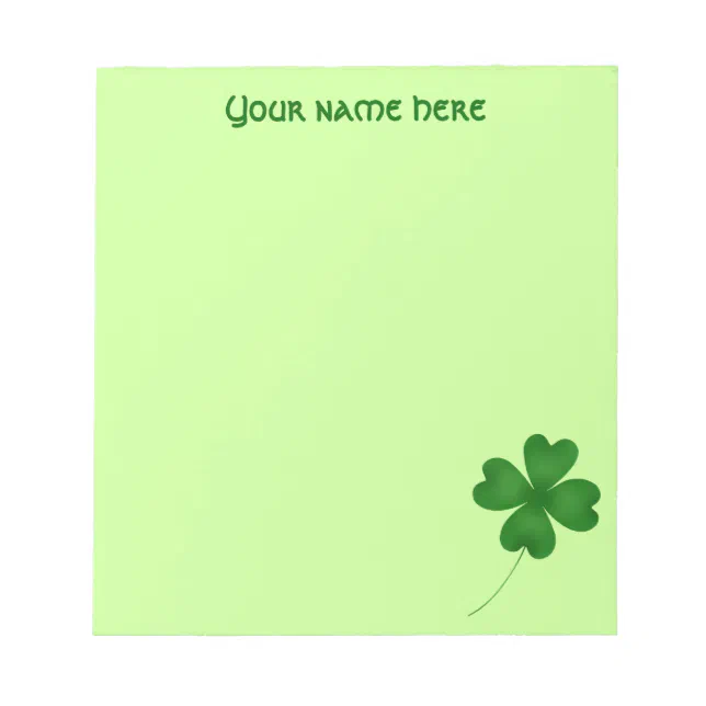 Simple lucky shamrock notepad | Zazzle